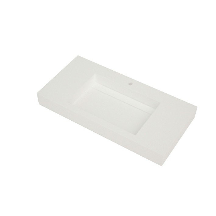 Porcelanosa Ras White Matte Solid Surface Rectangular Wall Mount Bathroom Sink | Perigold